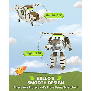 Super Wings 5" Transforming Bello Airplane Toys, Safe and Durable Vehicle Action Figure, Superwings Transforming Plane to Robot, Fun Preschool Toy Planes, Gifts Toys for Kids Aged 3 and Up, Stripes White