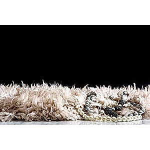 Unique Loom Opulence Shag Collection Plush, Lustrous, Solid, Modern Area Rug, 9' 0" x 12' 0", Blonde
