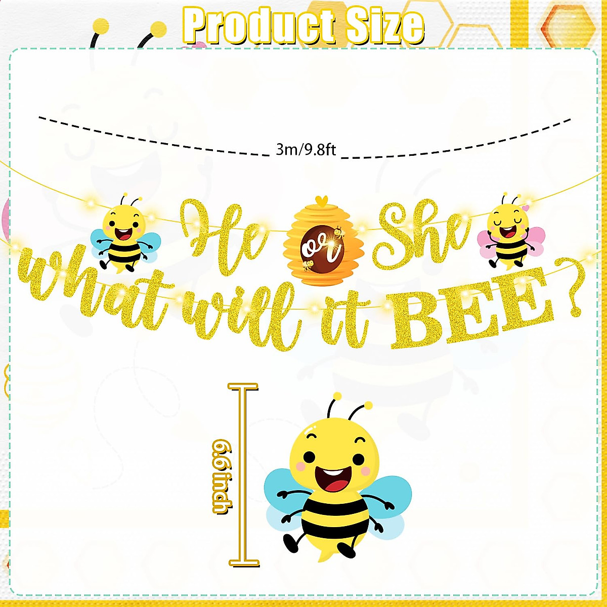 Yingoto 168pcs What Will it Bee Gender Reveal Decorations Tableware Set, Bee Gender Reveal Decorations Include Banner, Plates, Napkins, Tablecloth, Bee Party Decorations for Baby Shower, Serve 25