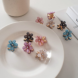 Doromy Floral Pearl Barrette 15 Packs Crystal Hair Clips, Mini Flower Crystal Claw Clip Small Barrettes for Women's and Girls Hair Accessories