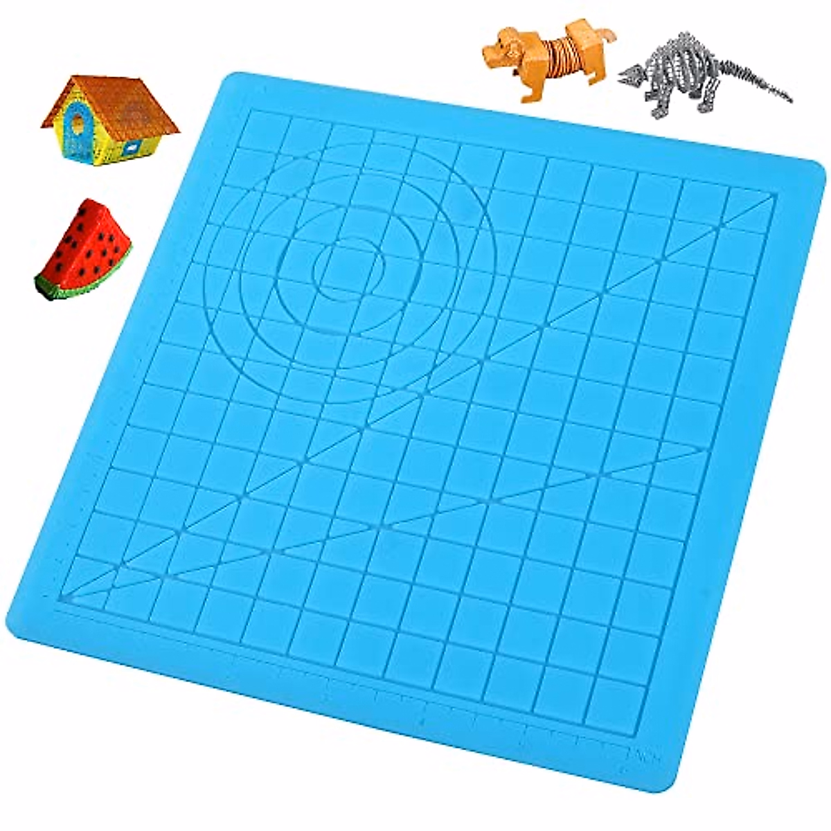 Small Size 3D Pen Mat - 3D Printing Mat for Beginners - 6.7x6.7 inch 3D Pen Mat for 3D Pens - 3D Pen Accessories Compatible with Stencils - Blue
