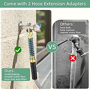 Metal Garden Hose 100ft, Yumatum 304 Stainless Steel Water Hose With 2 Hose Extension Adapter, 2-Ways Hose Splitter and 10-Function Nozzle, 3/4'' Fittings, No Tangle & Kink for Outdoor