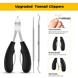 CozyCom Toenail Clippers for Thick Nails, Nail Clipper Set Long Handle Toe Nail Clippers, Ingrown Toenail Tool Fingernail Clippers for Seniors Men Women Adult