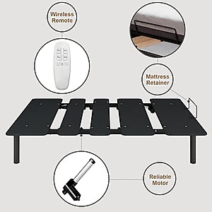 GOLDORO Queen Size Adjustable Bed Frame, Electric Bed Base, Wireless Remote Control, Whisper Quiet Durable Motor, Independent Head and Foot Incline, Adjustable Leg Heights