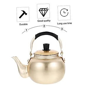 HEMOTON Tea Serving Kettle Household Korean Raw Rice Wine Storage Aluminium Kettle Pot Anti Leak Water Soup Kettle for Home Restaurant Kitchen 2L