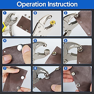 YZS Snap Button Kit Tool【Upgraded 3 Dies】- Heavy Duty Snap Fastener Tool, Includes 10Sets 15mm Metal Snap Buttons, Snap Tool for Replacing or Repairing Snaps on Boat Cover, Canvas, Leather, Fabric