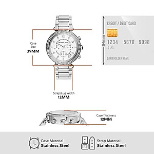 Michael Kors Parker Chronograph Silver-Tone Stainless Steel Women's Watch (Model: MK5353)