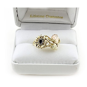 10k Yellow Gold Sunflower Ring, 12k Green and Rose Black Hills Gold Size 6