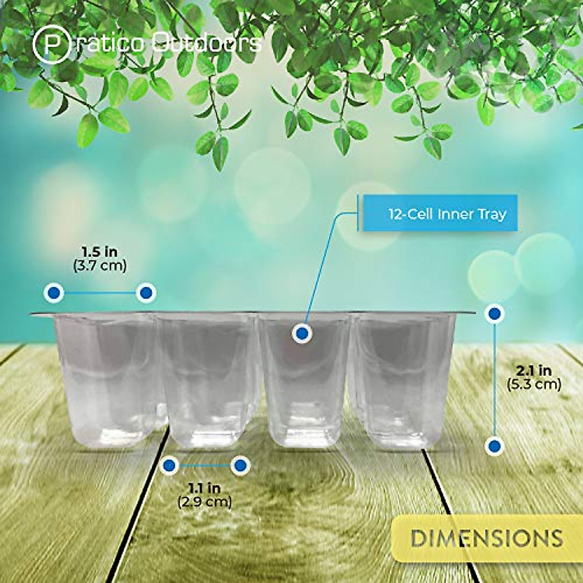 Pratico Outdoors 12 Cell Plastic Seed Starter Tray Kit, Clear, 5 Pack