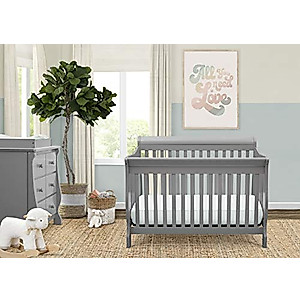 Delta Children Canton 4-in-1 Convertible Crib, Grey + Serta Perfect Slumber Dual Sided Recycled Fiber Core Crib and Toddler Mattress (Bundle)