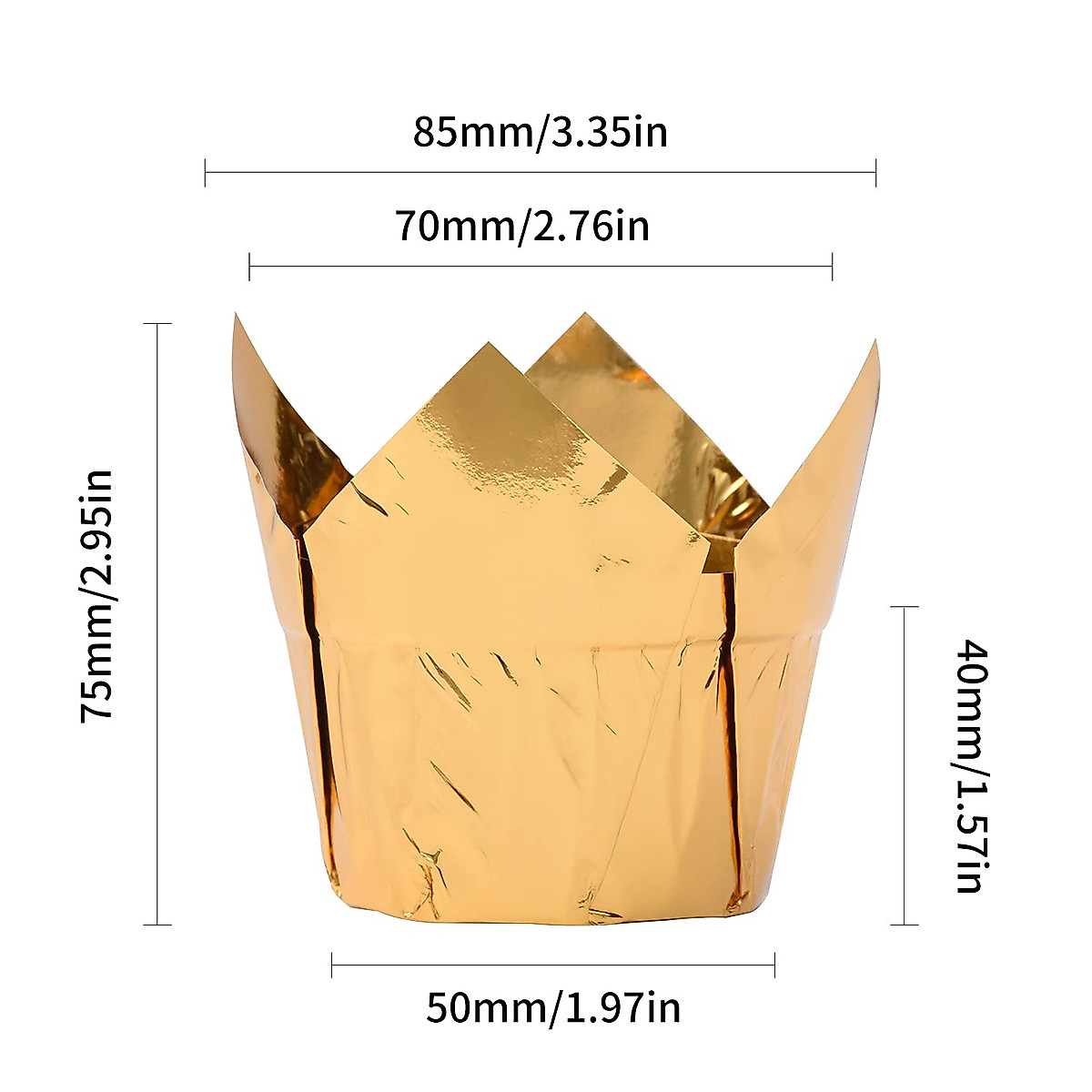 Party Hippo Gold Tulip Cupcake Liners Baking Paper Cups Holders Greaseproof Muffin Cases Wrappers for Wedding Birthday Party Baby Shower (Gold)