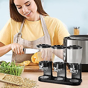 Cereal Dispenser Countertop Indispensable Dry Food Dispenser Triple Food Dispenser Cereal Containers Storage Rice Candy Dispenser Machine for Trail Mix Nut Grain Beans Rice Snack Granola