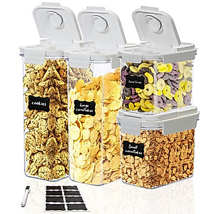 XhOSLAnd Cereal Containers Storage Set, 4 PCS Airtight Food Storage Containers with Flip-Top Lids, Plastic Cereal Organizer Dispenser for Kitchen, Pantry Organization Storage
