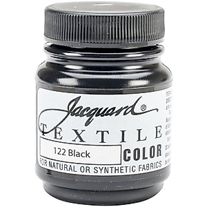 Jacquard Textile Color Black - Permanent Fabric Paint for Clothes, Furniture Upholstery, Shoes or Tote Bags – Indoor & Outdoor Fabric Paint – 2.25 Oz Jar, Upholstery Fabric Paint