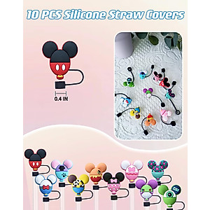 10PCS Funny Straw Cover Cap Compatible with Stanley for 30&40 Oz Cup 10 mm Drinking Straw Topper, Reusable Silicone Straw Covers, Cute Trumbler Cup Accessories (Mouse-1)