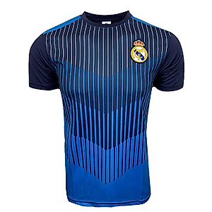 Boy's Real Madrid Performance Jersey, Youth Sizes Licensed Real Madrid Training Shirt (YM) Blue