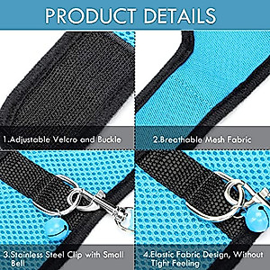 2 Pieces Guinea Pig Clothes Baby Ferret Rats Hamster Soft Mesh Harness Leash Vest Set with Bell for Guinea Pigs, Hamster, Ferret, Rabbit, Chinchilla and Similar Small Animals