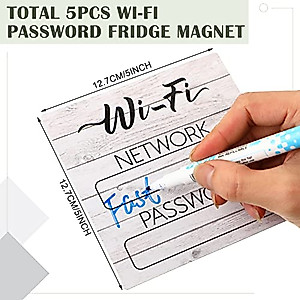 Oudain 5 Pieces Wi-Fi Password Sign Rustic Fridge Magnet Magnetic Wi-Fi Sign Compatible with Airbnb VRBO