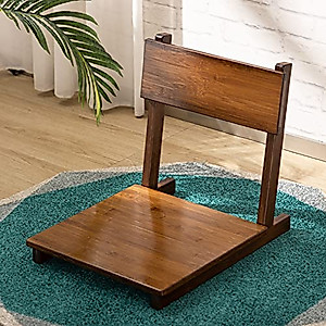AbocoFur Bamboo Portable Floor Chair, Japanese Style Legless Tatami Chair with Back Support, Home Bay Window Lazy Backrest Chair, Meditation Floor Seating for Living Room, Bedroom,Walnut