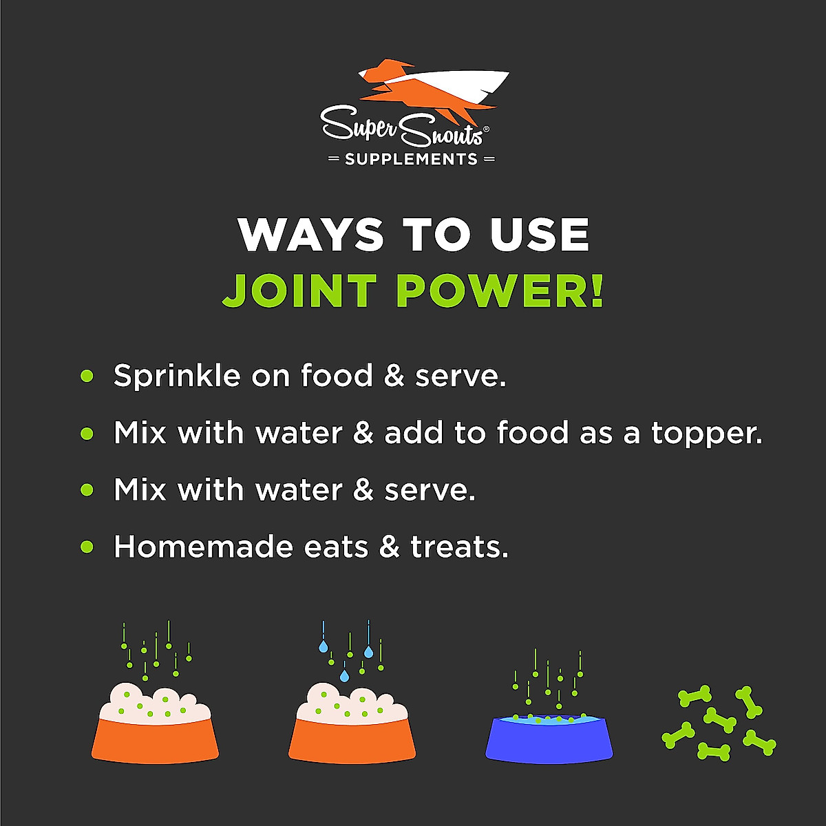 Super Snouts Joint Power 100% Green Lipped Mussels for Dogs & Cats - Dog Joint Supplement Powder Supports Joints, Tendons, Ligaments (2.64 oz)