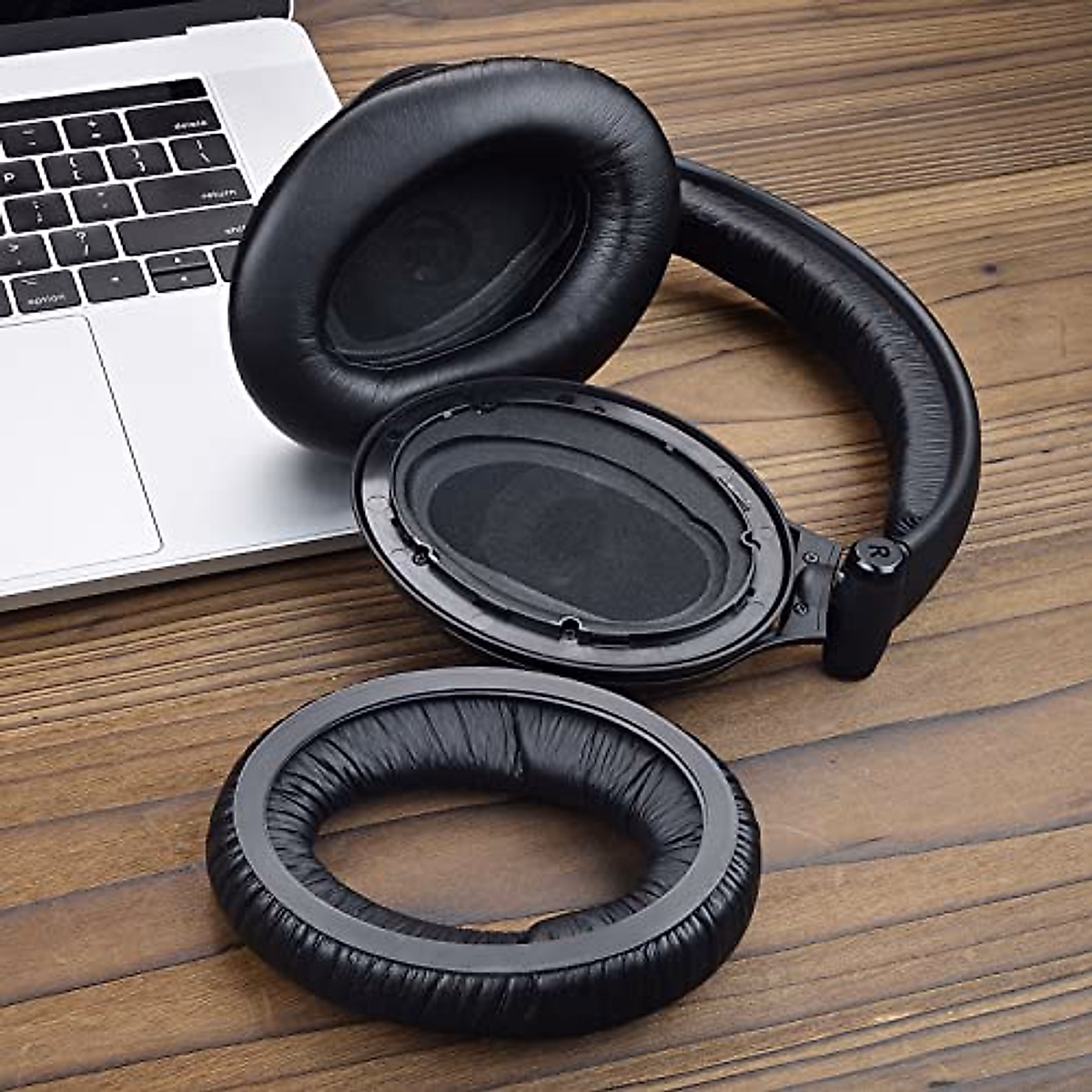 Defean Replacement Ear Pads and Headband Compatible with Sennheiser PC350 HD380 Pro Headphones Earpads/Cushion/Bumper/Cover/Cups/Foam (Protein Leather Ear Pads+Headband)