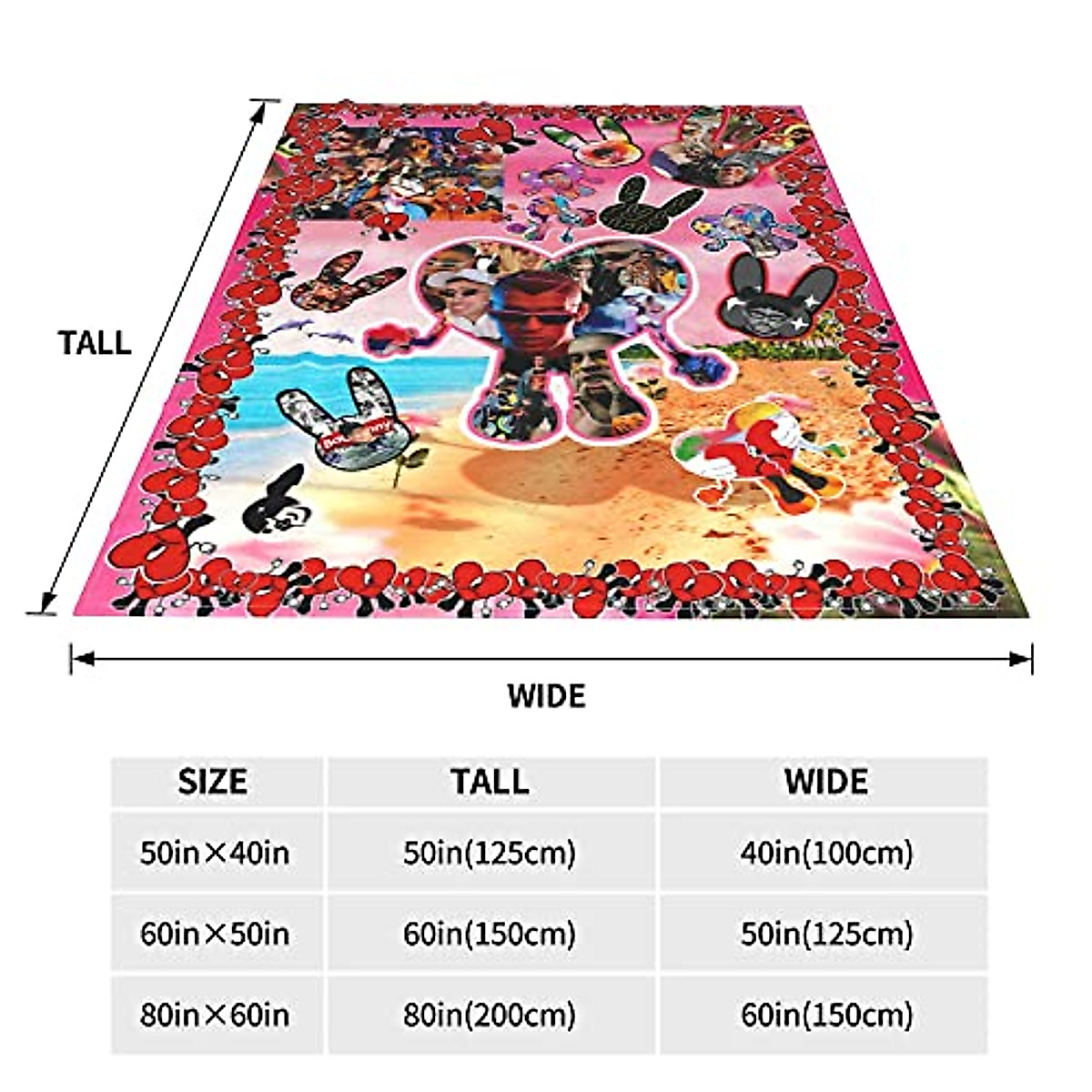 PAPFESPY Bad Blankets Bunny Blanket for Aldult Animes DIY Blanket Throw Blankets, Flannel Fleece Blankets and Throws for Sofa, Queen Size Air Conditioning Blankets 50"x40"