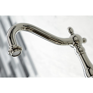 Kingston Brass KS1266ALBS Heritage Bridge Kitchen Faucet, Polished Nickel