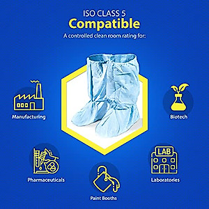 Quest Traction Disposable Boot and Shoe Covers - 18" Tall Non-Slip Protectors - Water and Skid Resistant Boot Covers - Hazmat Shoe Covers - Blue, Large, 3 Pairs
