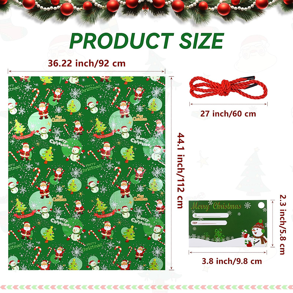 Large Christmas Gift Bags,3 Pack 36" x 44" Extra Large Christmas Gift Bag with Tag & Tie,Jumbo Gift Bag,Christmas Giant Gift Bags,Huge Plastic Gift Bags for Xmas Party Favors Supplies Gift Wrapper