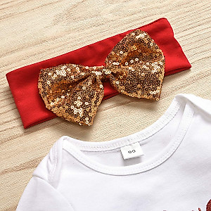 XFGLCK Newborn Baby Girls Valentine’s Day Outfit Letter Print Bodysuit Romper +Tutu Skirt +Leg Warmers+ Headband Clothes Set (Skirt outfit red, 0-3 Months)