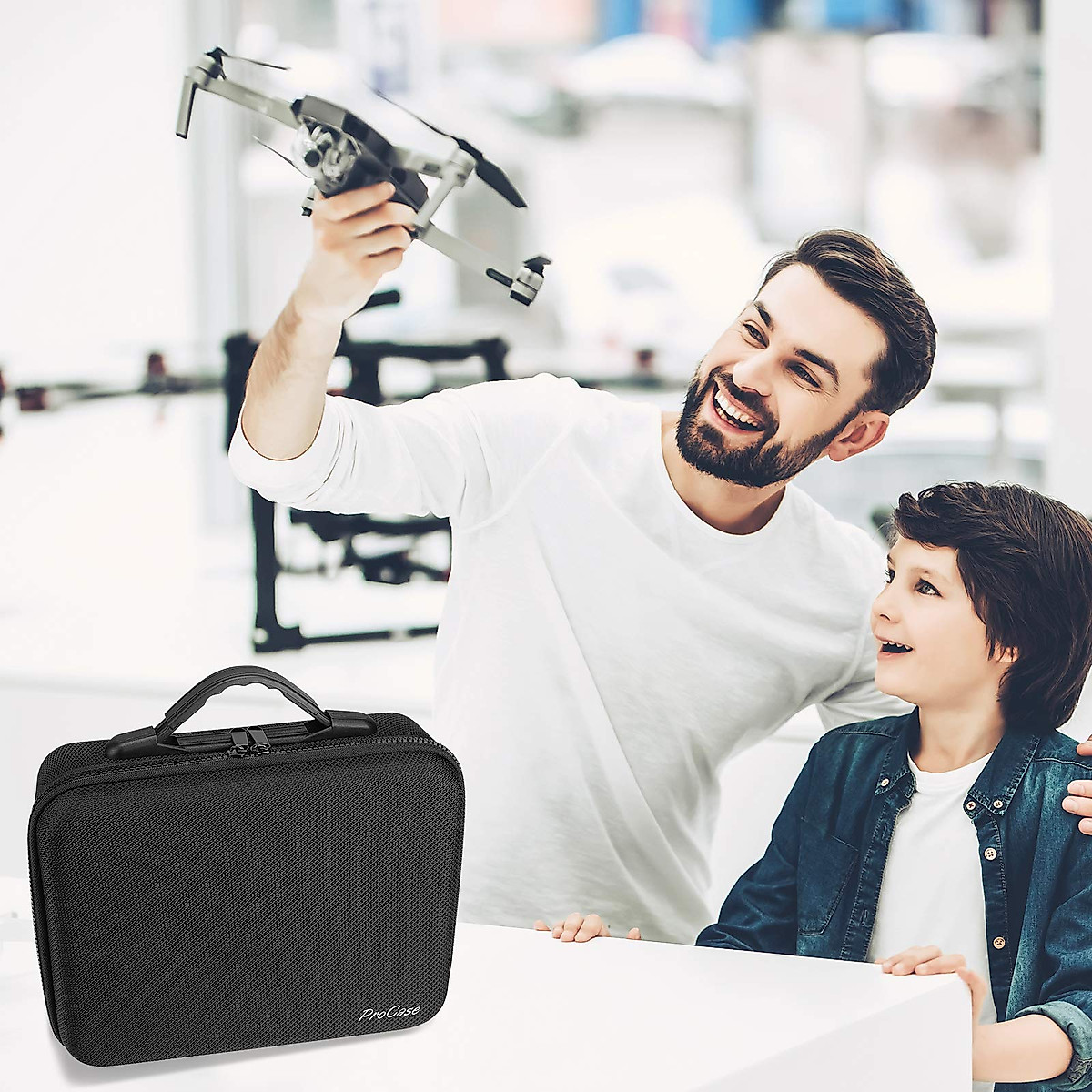ProCase Carrying Case for DJI Mini 2 DJI Mini 2 Fly More Combo and Accessories, Hard Shockproof Storage Travel Case with Shoulder Strap