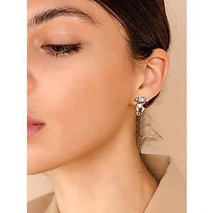 925 Silver Cute Cat Earrings Stud Solid Sterling Jewelry " Kiss me Hug Me" 3D Kitten Ear Jacket Earring for Women Teen Girls