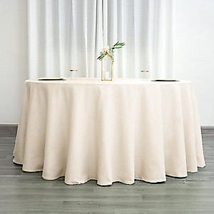 Efavormart 10PCS 120" Wholesale Round Tablecloth Polyester Round Table Linens for Wedding Party Banquet Restaurant - Beige