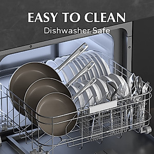 ROCKURWOK Non Stick Frying Pans Ceramic Pan, 3-Piece Set Cooking Pan with Stainless Steel Handle, 8" &10" and 12" Pan - Free of PFAS, PTFE, PFOA, Dishwasher Safe, Oven Safe