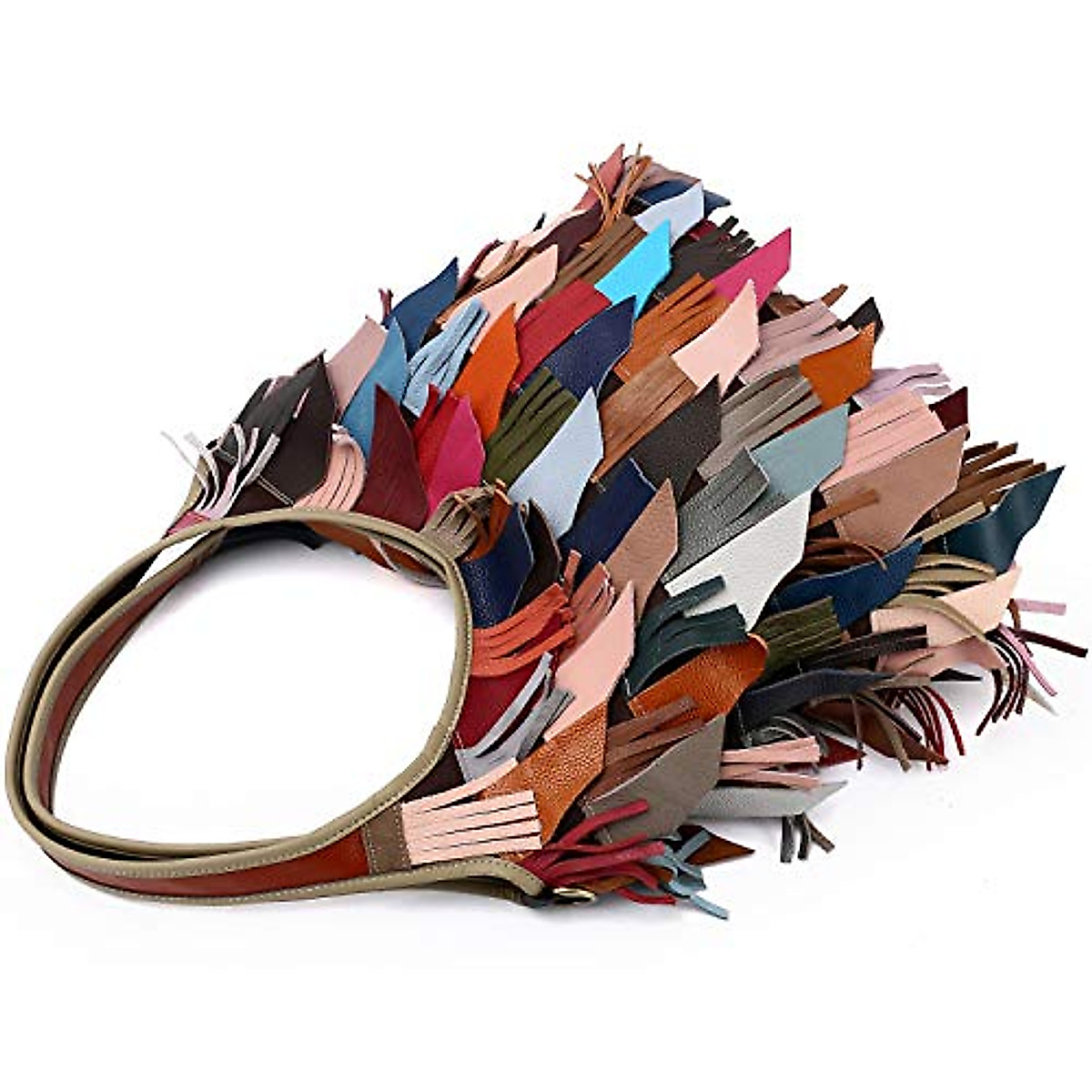 Segater® Women’s Random Multicolor Boston Bag Genuine Leather Colorful Patchwork Large Tote Handbag Hobo Purse Crossbody Big Bag