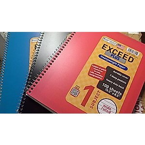 Norcom Exceed Plus Wide Ruled Notebook, 10.5 X 8.5 Inches, 100-Sheets, 3 Notebooks Per Order, Assorted Colors