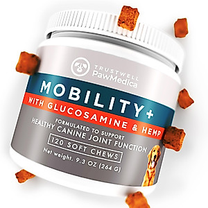 PawMedica Glucosamine for Dogs, Hip & Joint Care Chews for Dogs, Joint Support for Dog Joint Supplements with Hemp Mobility for Dogs, Senior Dog Joint Supplement Large Breed - 120 Dog Hemp Chews