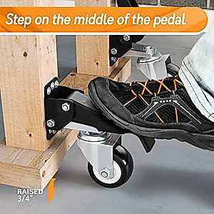 SOLEJAZZ Workbench Caster kit 660 LBS Heavy Duty Retractable Casters Workbench Wheels All Steel Construction Urethane, Bonus Install Template, 4 Casters