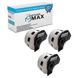 SuppliesMAX Compatible Replacement for Brother White Die-Cut Round Paper Label Tape (3/PK-.47in/ 12mm Diameter) (1200 Labels) (DK-1219_3PK)