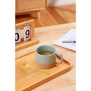 RB&RAMiCS 6 Pack Ceramic Coffee Mug Sets with small spoon, 10 Ounce Coffee Mugs, Restaurant Coffee Cups for Coffee, Tea, Cappuccino, Cocoa, Cereal (6)