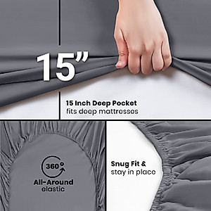 Utopia Bedding Full Fitted Sheet - Bottom Sheet - Deep Pocket - Soft Microfiber - Shrinkage and Fade Resistant - Easy Care -1 Fitted Sheet Only (Grey)