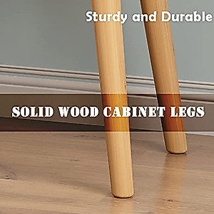 LYCVKI Nightstand Fabrics Side Table with Storage, Bed Side Tables with Solid Wood Feet, Open Storage Shelf for Bedroom, Living Room, Bedroom, Easy Assembly (Brown, 2 Drawers)