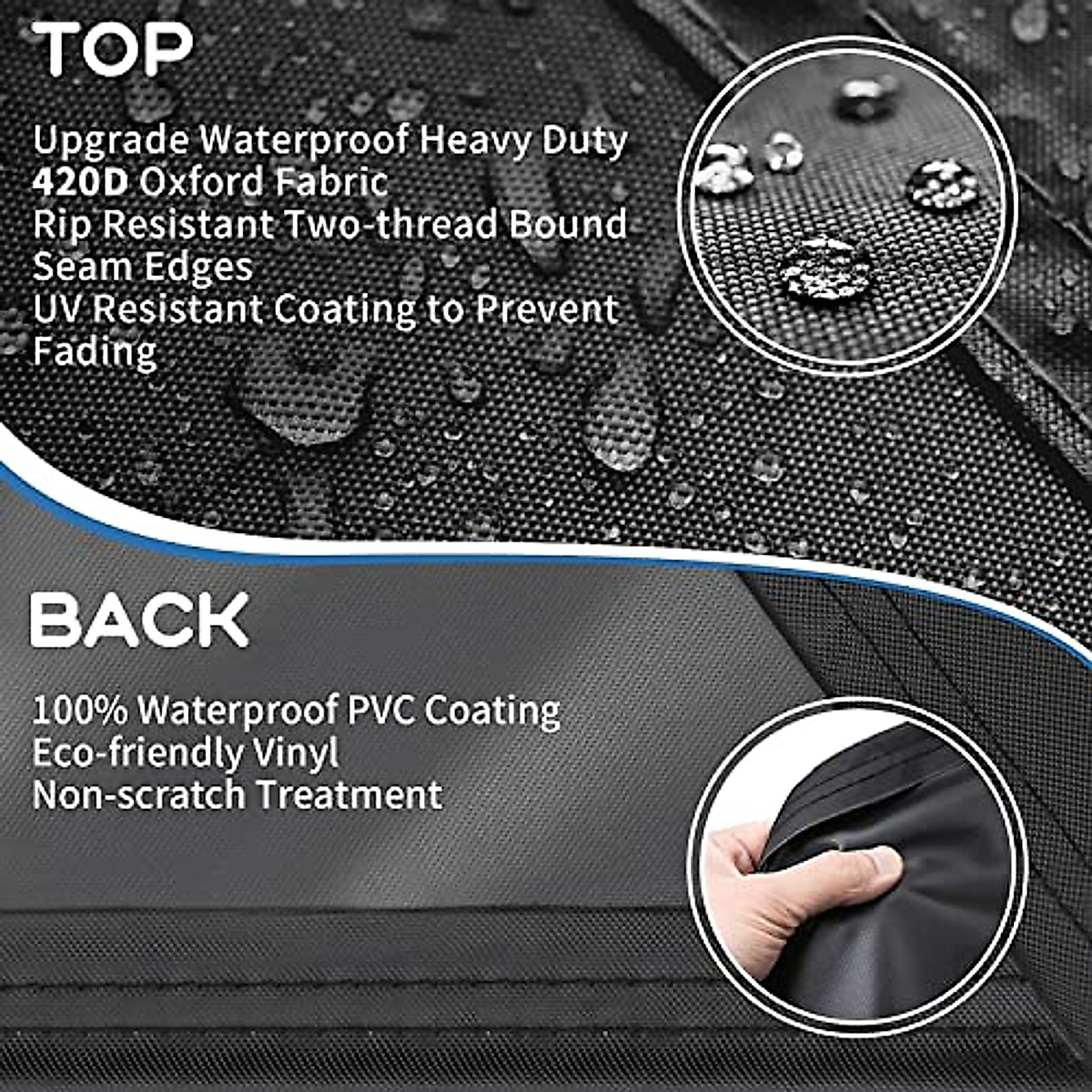 GARPROVM Patio V-Shaped Sectional Sofa Cover, Waterproof Outdoor Sectional Furniture Cover, Heavy Duty 420D Oxford Cloth Outdoor Sofa Cover Garden Couch Fits up to 100 x 100 x 33 inches