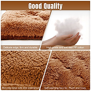 Dog Bed Long Plush Pet Bed, Comfortable Faux Fur Washable Crate Mat for Small Large Medium Dogs and Cats, Anti-Slip Fluffy Dog Kennel Pad