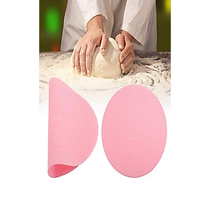 Silicone Baking Mat Cake Mat Silicone Cake Mat Silicone Baking Mat with Measurements for CakeTurntable Stand Non-Stick Heat Resistant Pastry Baking Sheet -Pink