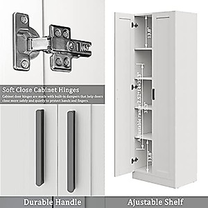 Panana Wooden Storage Cabinet, Collection Food Pantry Cabinet Narrow Cabinet with 2 Doors