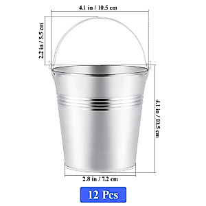 Toyvian Small Buckets for Party Favors Mini Metal Tinplate Buckets Snack Tin Pails Containers for French Fries Candies Planting Flowers 12 Pieces