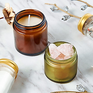 2oz Jars with Lids, HOA Kinh 24 Pack Green Frosted Glass Jars with Lids Empty Cosmetic Containers Round Airtight Glass Jar with Black Lids for Storing Lotions Powders Ointments