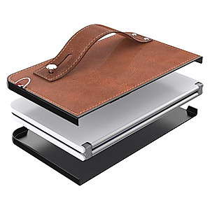 Foluu for Microsoft Surface Duo Case, Surface Duo Leather Case 2020, [Slim & Lightweight] PU Leather Back Cover Hard PC Holder with Hand Strap Protective Phone Case for Microsoft Surface Duo (Brown)
