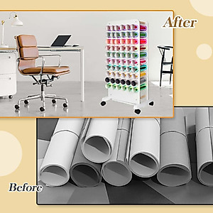 Vinyl Roll Holder Storage Rack: Mobile Vinyl Storage Rack Cart with Wheels 36 Compartments Wooden Vinyl Storage Organizer for Craft Room